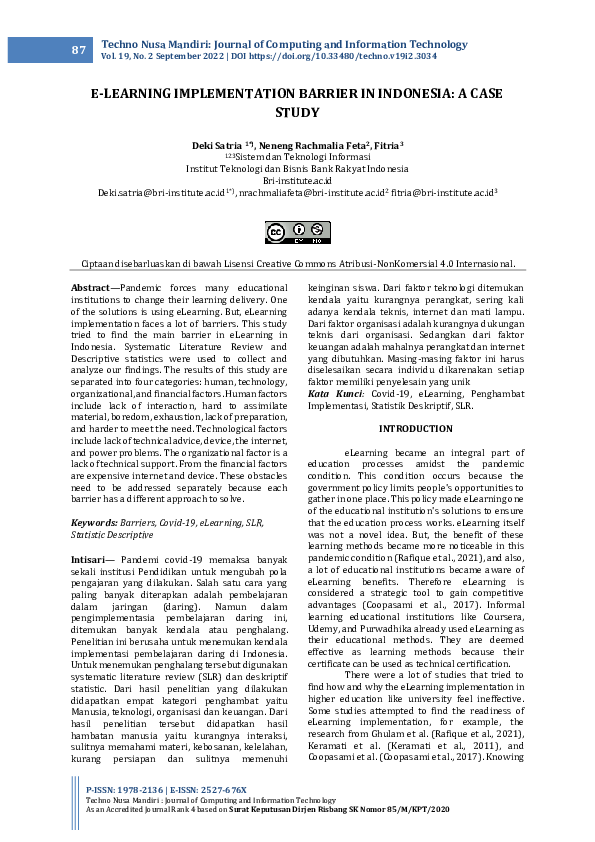 (PDF) E-Learning Implementation Barrier in Indonesia: A Case Study