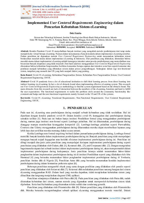 (PDF) Implementasi User Centered Requirements Engineering dalam Pencarian Kebutuhan Sistem eLearning