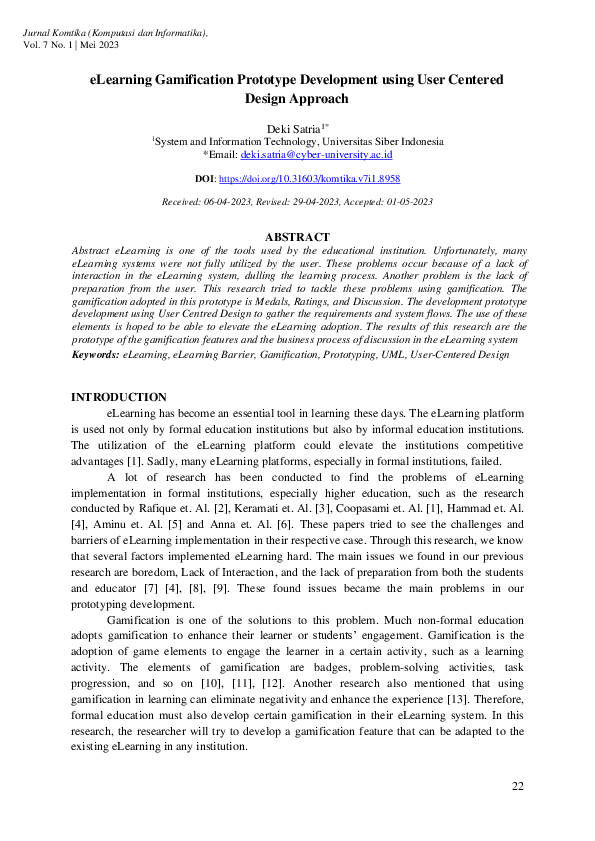 (PDF) eLearning Gamification Prototype Development using User Centered Design Approach