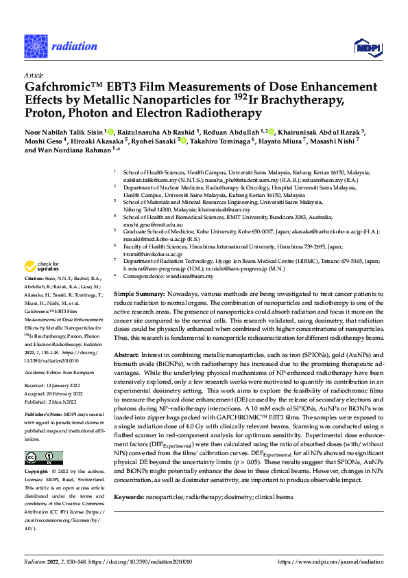 (PDF) Gafchromic™ EBT3 Film Measurements of Dose Enhancement Effects by ...