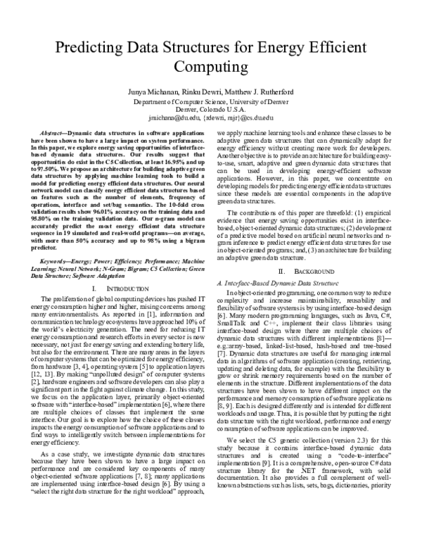 Pdf Predicting Data Structures For Energy Efficient Computing