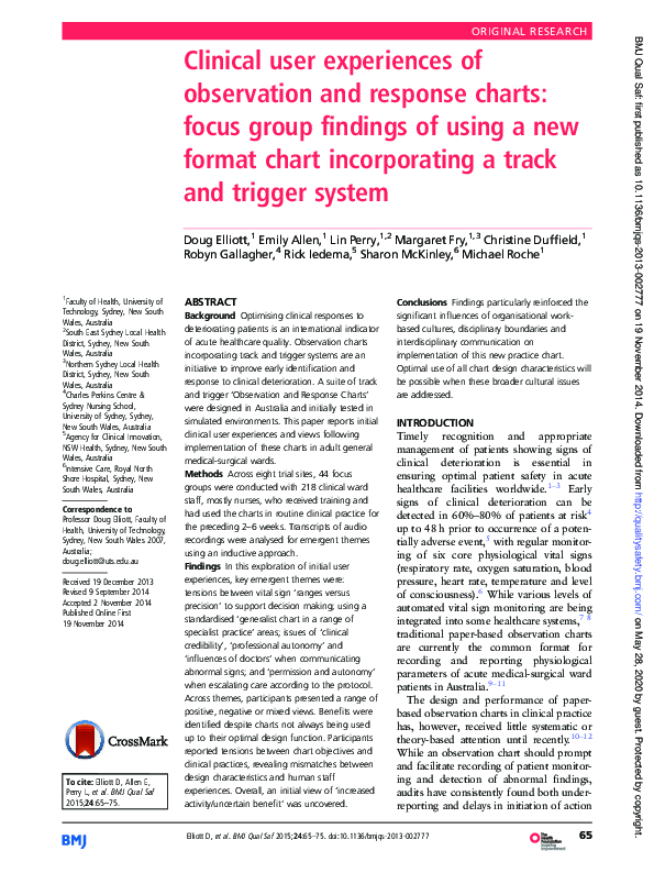 (PDF) Clinical user experiences of observation and response charts ...