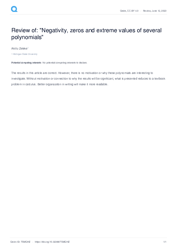 (PDF) Review of: "Negativity, zeros and extreme values of several ...