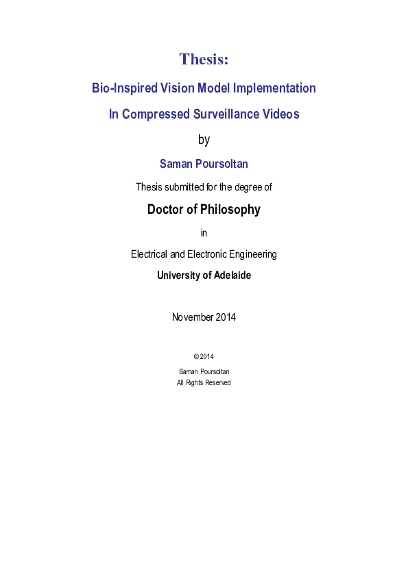 (PDF) Bio-inspired vision model implementation in compressed surveillance videos | Saman ...