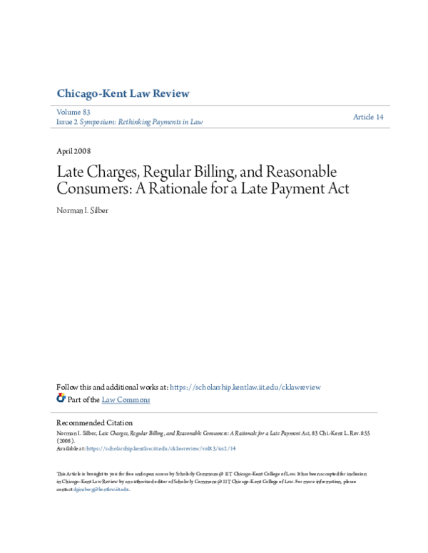 (PDF) Late Charges, Regular Billing, and Reasonable Consumers: A ...