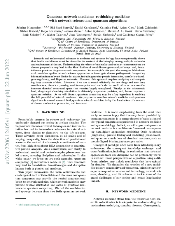 (PDF) Quantum network medicine: rethinking medicine with network ...