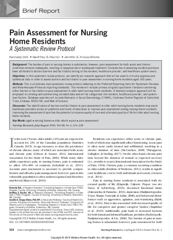 (PDF) Pain Assessment for Nursing Home Residents