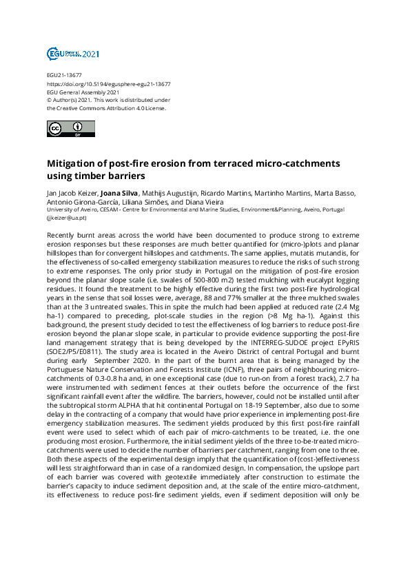 (PDF) Mitigation of post-fire erosion from terraced micro-catchments ...