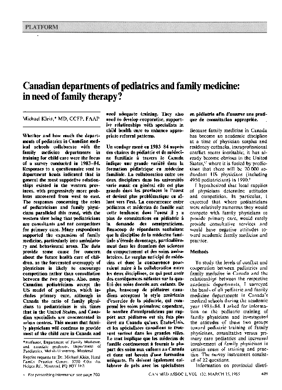 (PDF) Canadian departments of pediatrics and family medicine: in need ...
