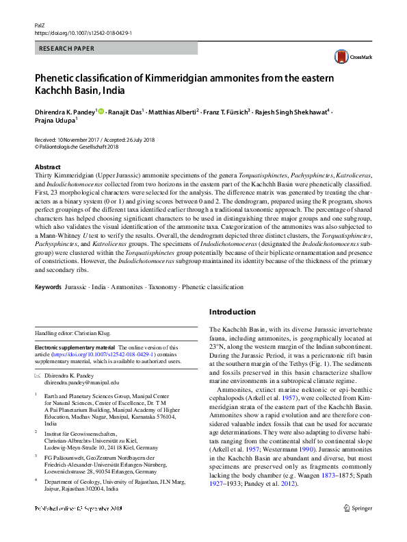 (PDF) Phenetic classification of Kimmeridgian ammonites from the ...
