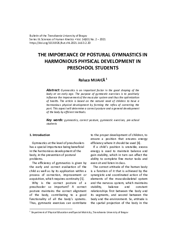 (PDF) The Importance of Postural Gymnastics in Harmonious Physical ...