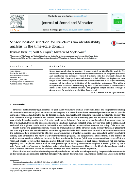 (PDF) Sensor location selection for structures via identifiability analysis in the time-scale domain