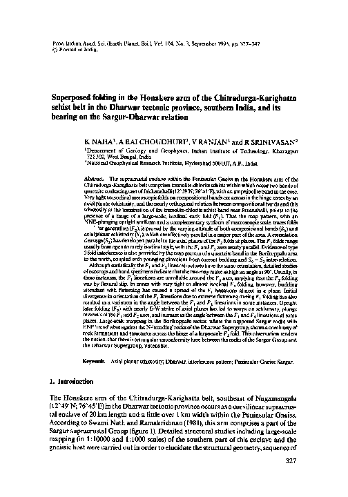 (PDF) Superposed folding in the Honakere arm of the Chitradurga ...