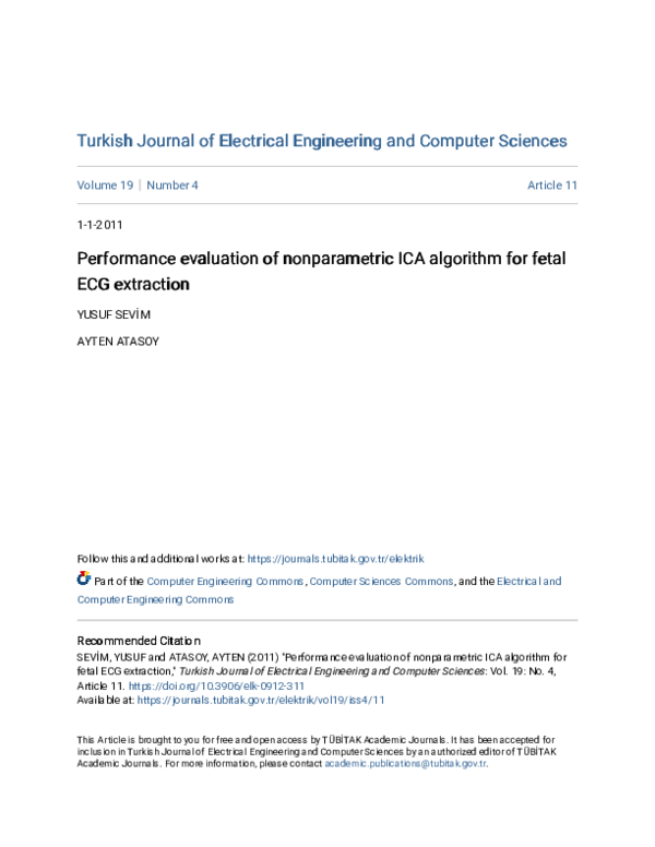 (PDF) Performance evaluation of nonparametric ICA algorithm for fetal ECG extraction