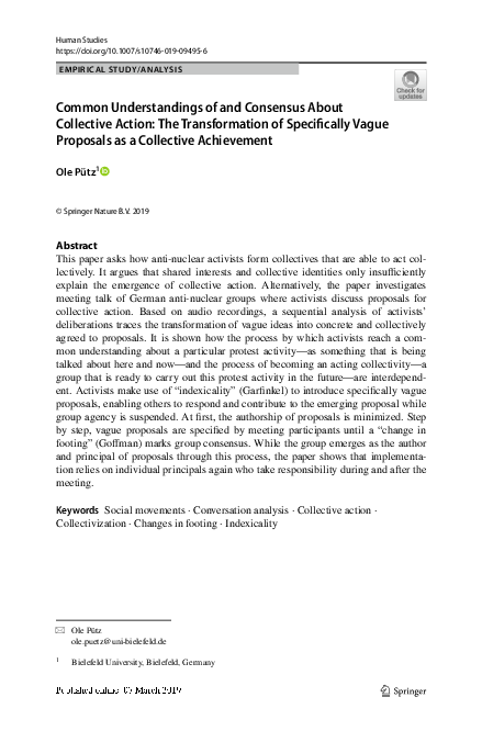 (PDF) Common Understandings of and Consensus About Collective Action ...