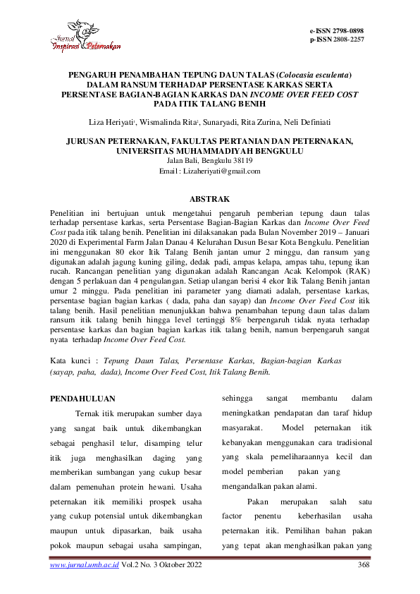 (PDF) PENGARUH PENAMBAHAN TEPUNG DAUN TALAS (Colocasia esculenta) DALAM ... (PDF) PENGARUH PENAMBAHAN TEPUNG DAUN TALAS (Colocasia esculenta) DALAM ...