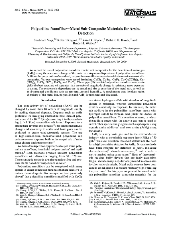 (PDF) Polyaniline Nanofiber−Metal Salt Composite Materials for Arsine ...