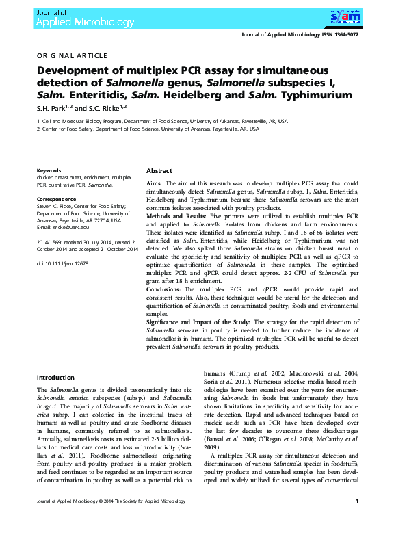 Pdf Development Of Multiplex Pcr Assay For Simultaneous Detection Of