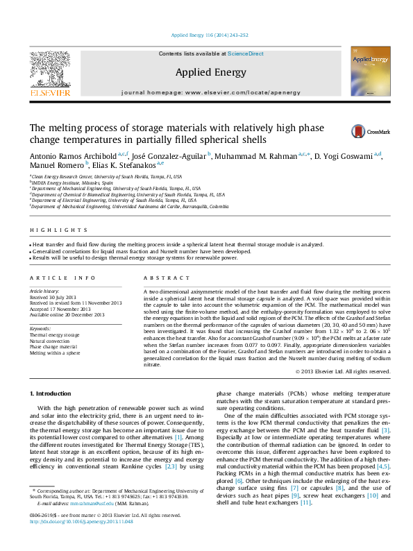 (PDF) The melting process of storage materials with relatively high ...