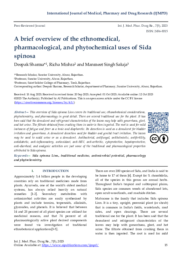 (PDF) A brief overview of the ethnomedical, pharmacological, and ...