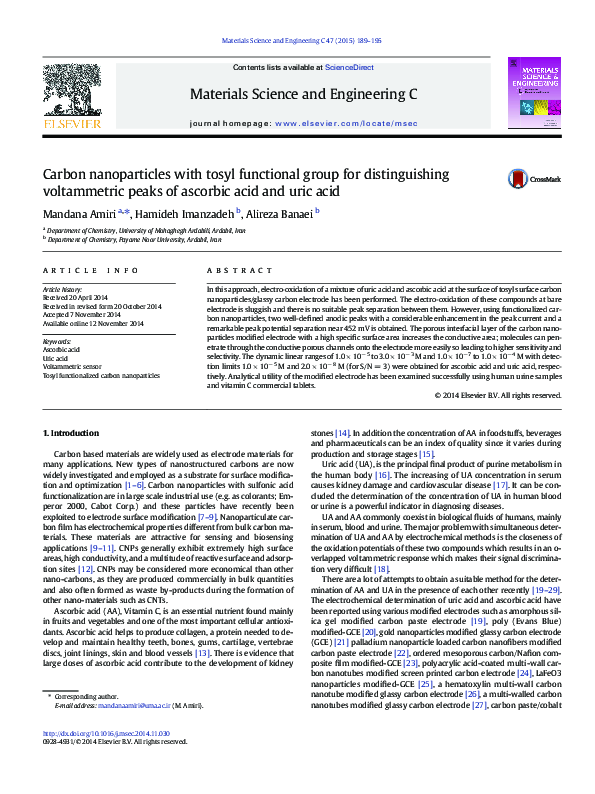 (PDF) Carbon nanoparticles with tosyl functional group for ...