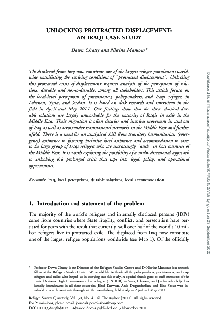 (PDF) Unlocking Protracted Displacement: An Iraqi Case Study