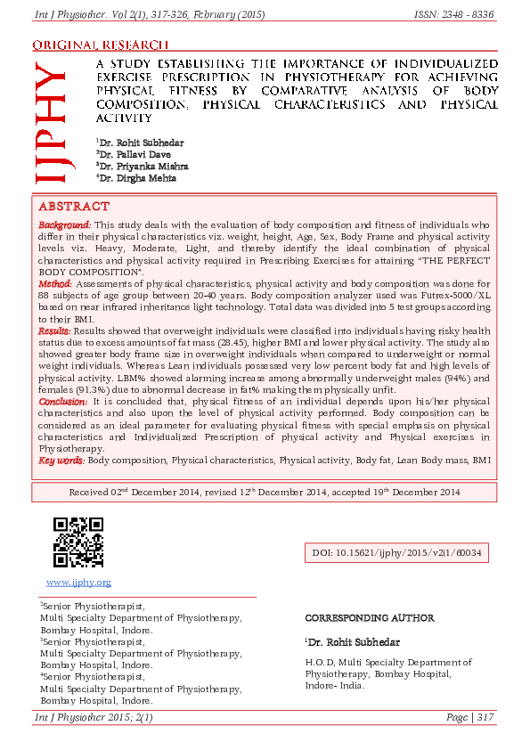 (PDF) A Study Establishing the Importance of Individualized Exercise ...