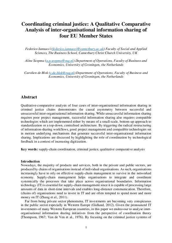 (PDF) Coordinating criminal justice : A Qualitative Comparative ...