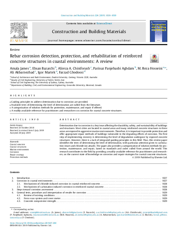 Pdf Rebar Corrosion Detection Protection And Rehabilitation Of Reinforced Concrete