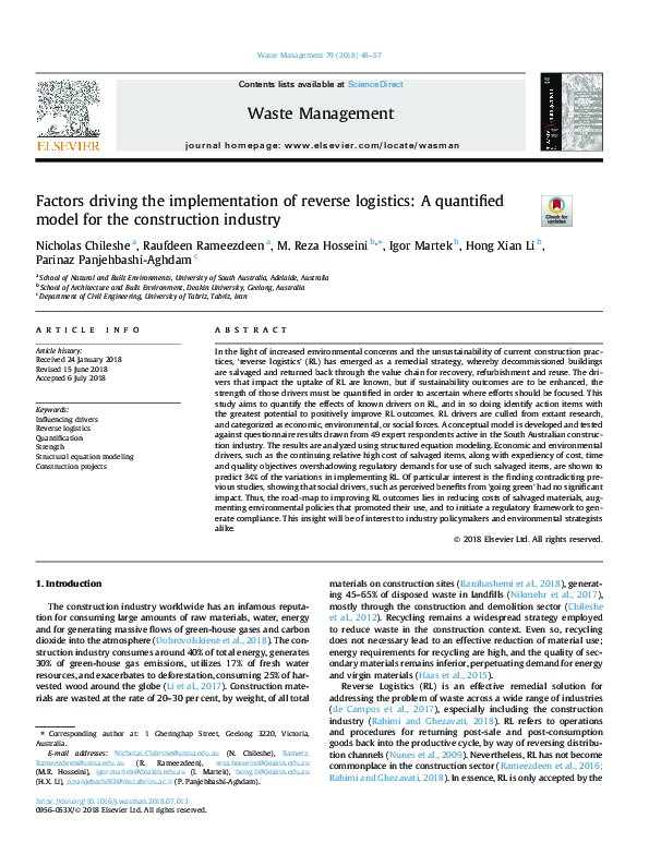 (PDF) Factors driving the implementation of reverse logistics: A ...