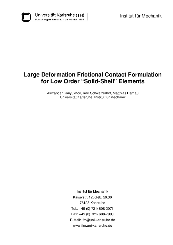 (PDF) Large deformation frictional contact formulation based on a velocity description