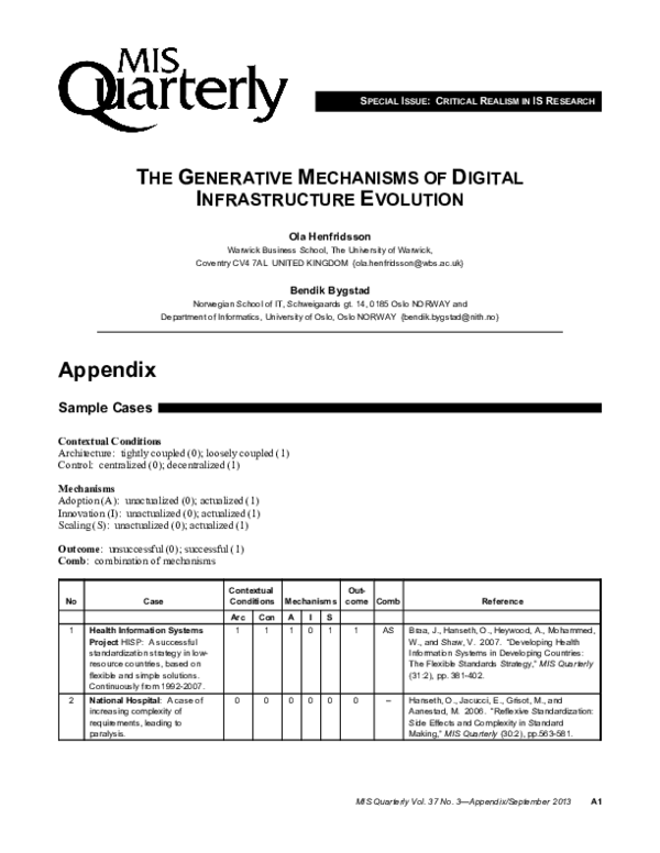 (PDF) The Generative Mechanisms of Digital Infrastructure Evolution