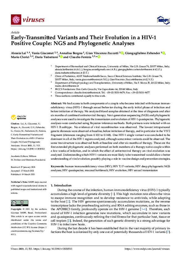 (PDF) Early-Transmitted Variants and Their Evolution in a HIV-1 Positive Couple: NGS and ...
