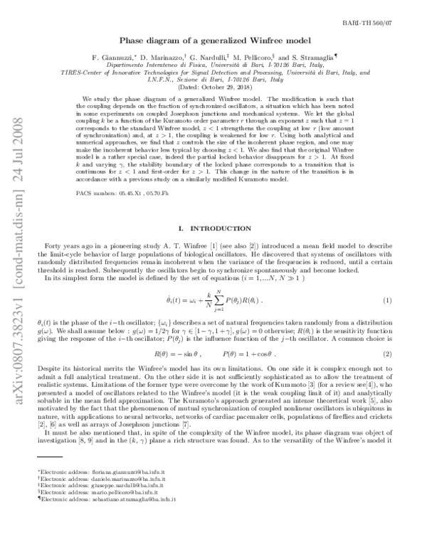 (PDF) Phase diagram of a generalized Winfree model
