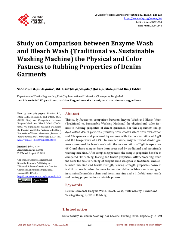 (PDF) Study on Comparison between Enzyme Wash and Bleach Wash ...