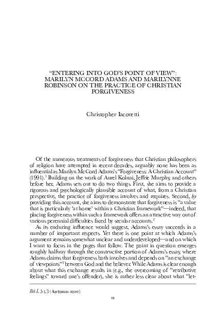 (PDF) "Entering into God's Point of View": Marilyn McCord Adams and ...