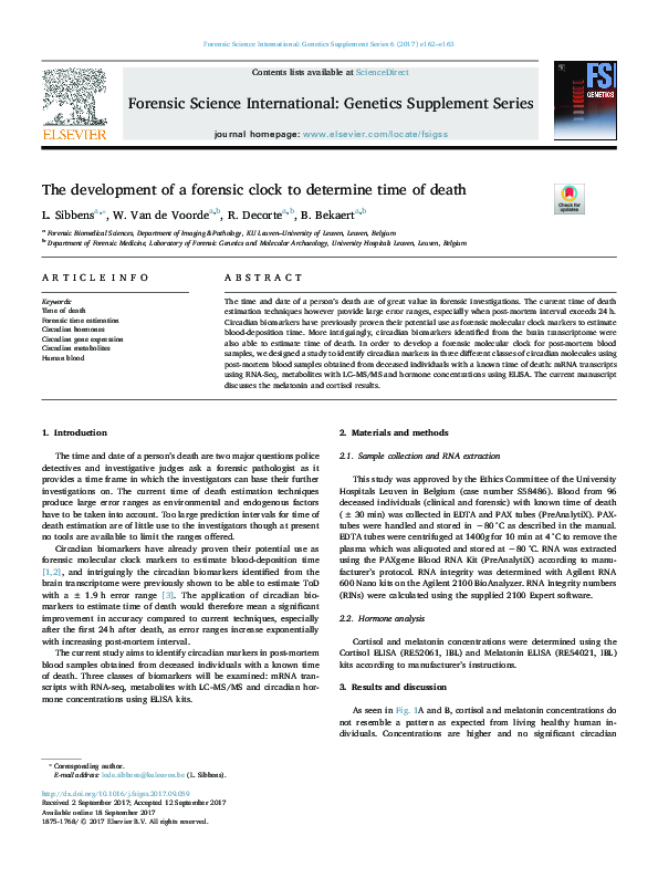 (PDF) The development of a forensic clock to determine time of death