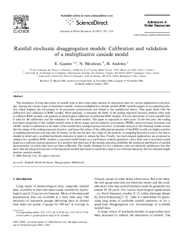 (PDF) Calibrating Rainfall Cascade Models Effectively