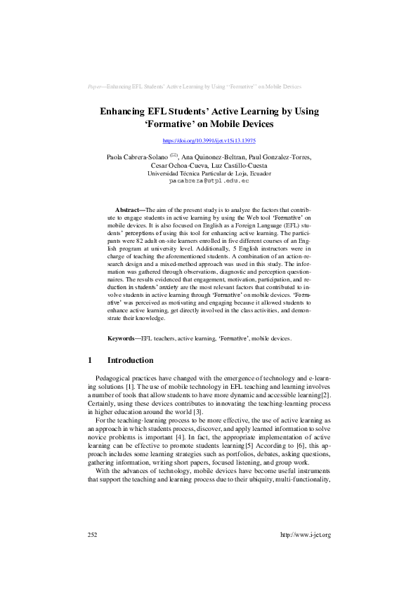 (PDF) Enhancing EFL Students’ Active Learning by Using ‘Formative’ on ...