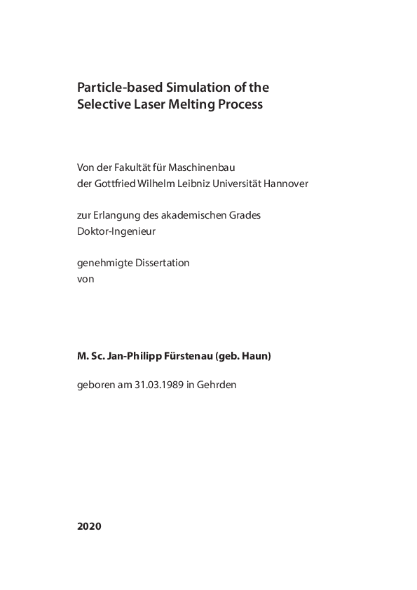 (PDF) Particle-based Simulation of the Selective Laser Melting Process