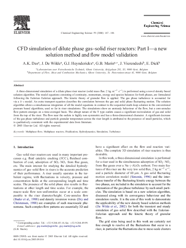(PDF) CFD simulation of dilute phase gas–solid riser reactors: Part I—a new solution method and ...