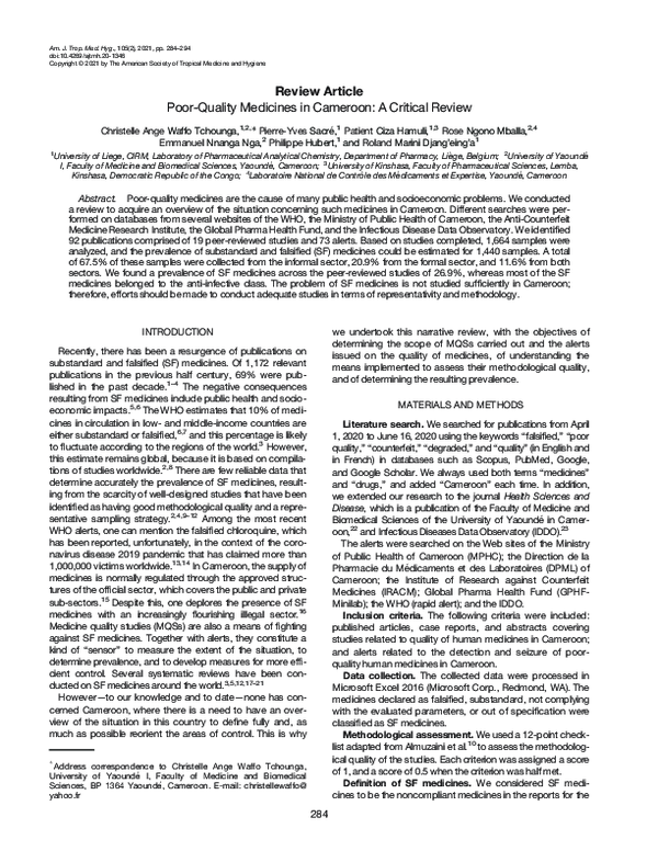 (PDF) Poor-Quality Medicines in Cameroon: A Critical Review