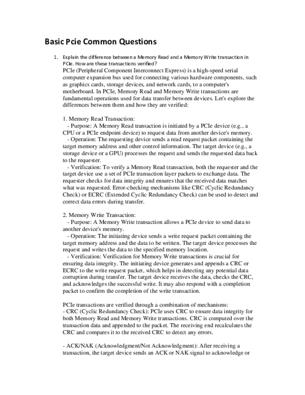 (PDF) Basic Pcie Common Questions
