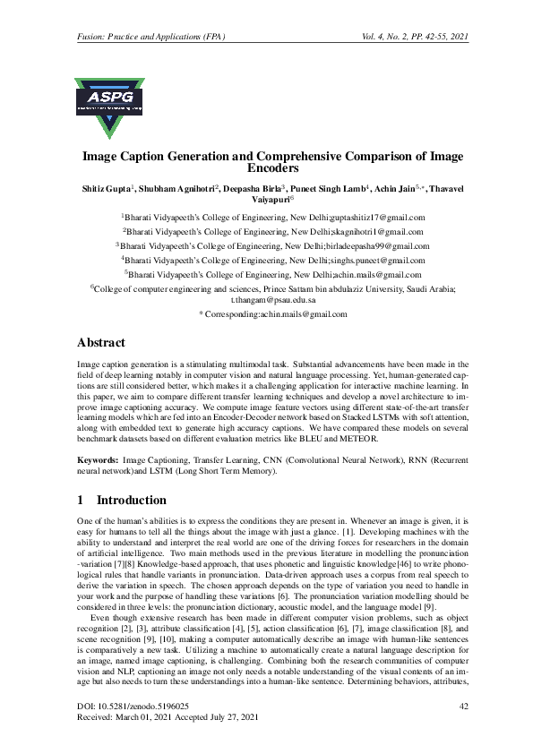 (PDF) Image Caption Generation and Comprehensive Comparison of Image ...