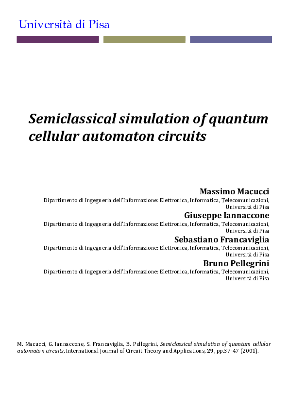 (PDF) Semiclassical simulation of quantum cellular automaton circuits