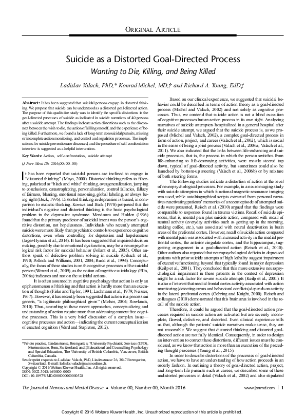 (PDF) Suicide as a Distorted Goal-Directed Process