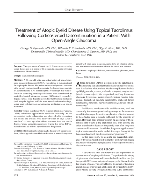 (PDF) Treatment of Atopic Eyelid Disease Using Topical Tacrolimus ...