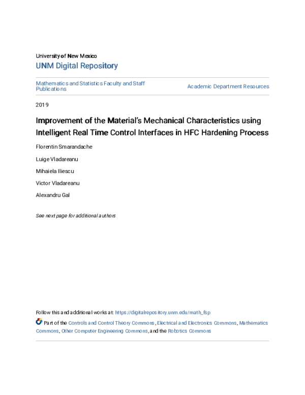 (PDF) Improvement of the Material’s Mechanical Characteristics using Intelligent Real Time ...