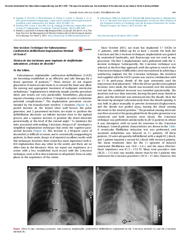 (PDF) Two-incision Technique for Subcutaneous Cardioverter ...