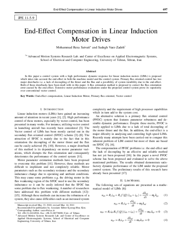 (PDF) End-Effect Compensation in Linear Induction Motor Drives